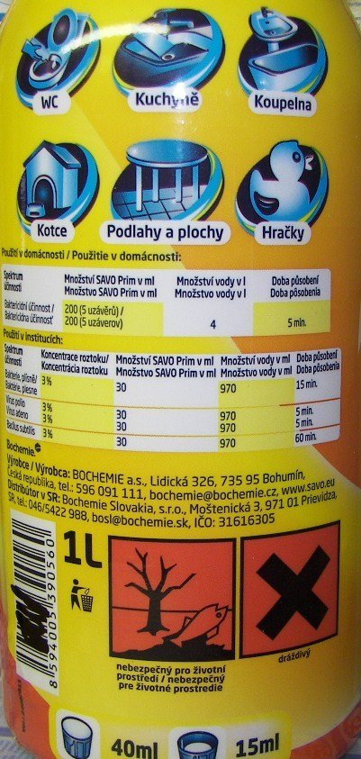 SAVO PRIM S VŮNÍ 1L SVĚŽÍ nahrazeno Savo Prim 1,2litru : Drogerie ...